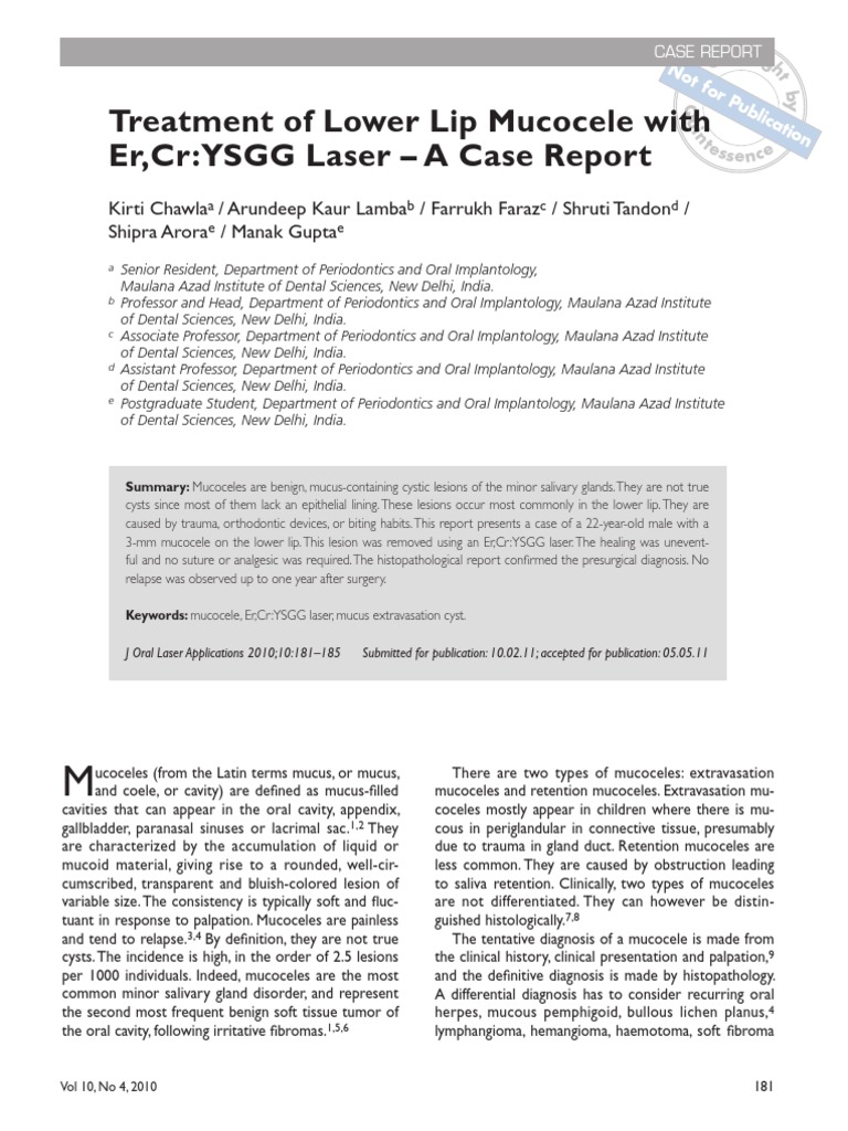 Laser removal of lower lip mucocele | PDF | Medicine | Clinical Medicine