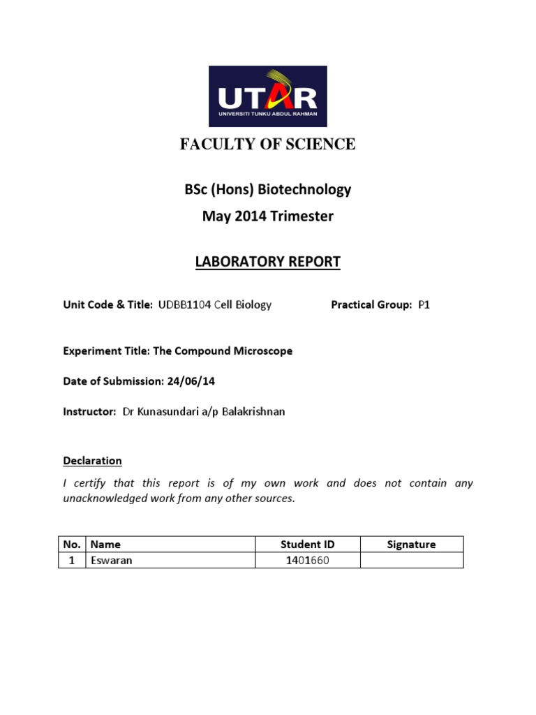 Compound Microscope Lab Report | PDF | Lens (Optics) | Angular Resolution