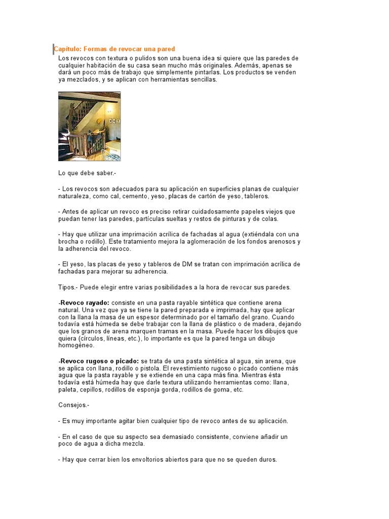 Cómo revocar paredes: Guía práctica | PDF