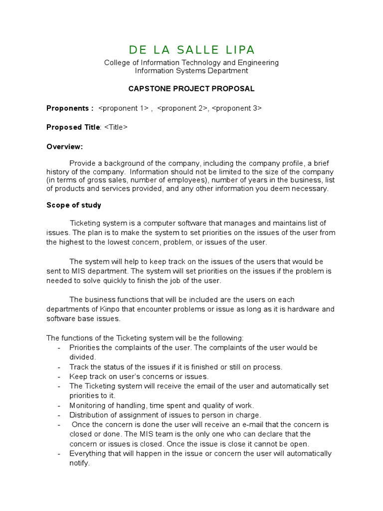 Capstone Project Proposal | PDF | Management Information System ...