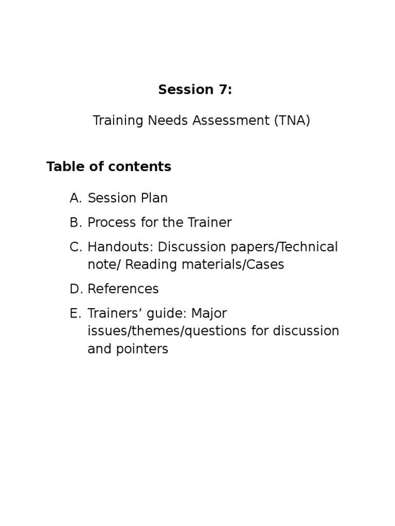 TNA Handout | PDF | Needs Assessment | Performance Appraisal