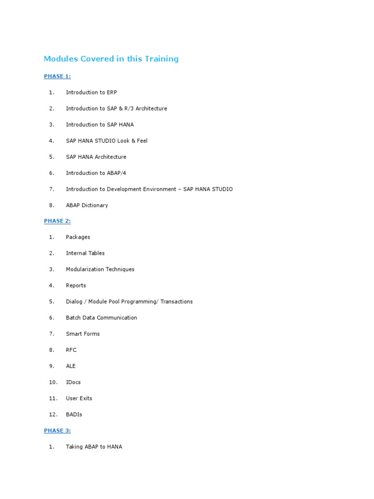 ABAP Developments On SAP HANA | PDF | Databases | Sql