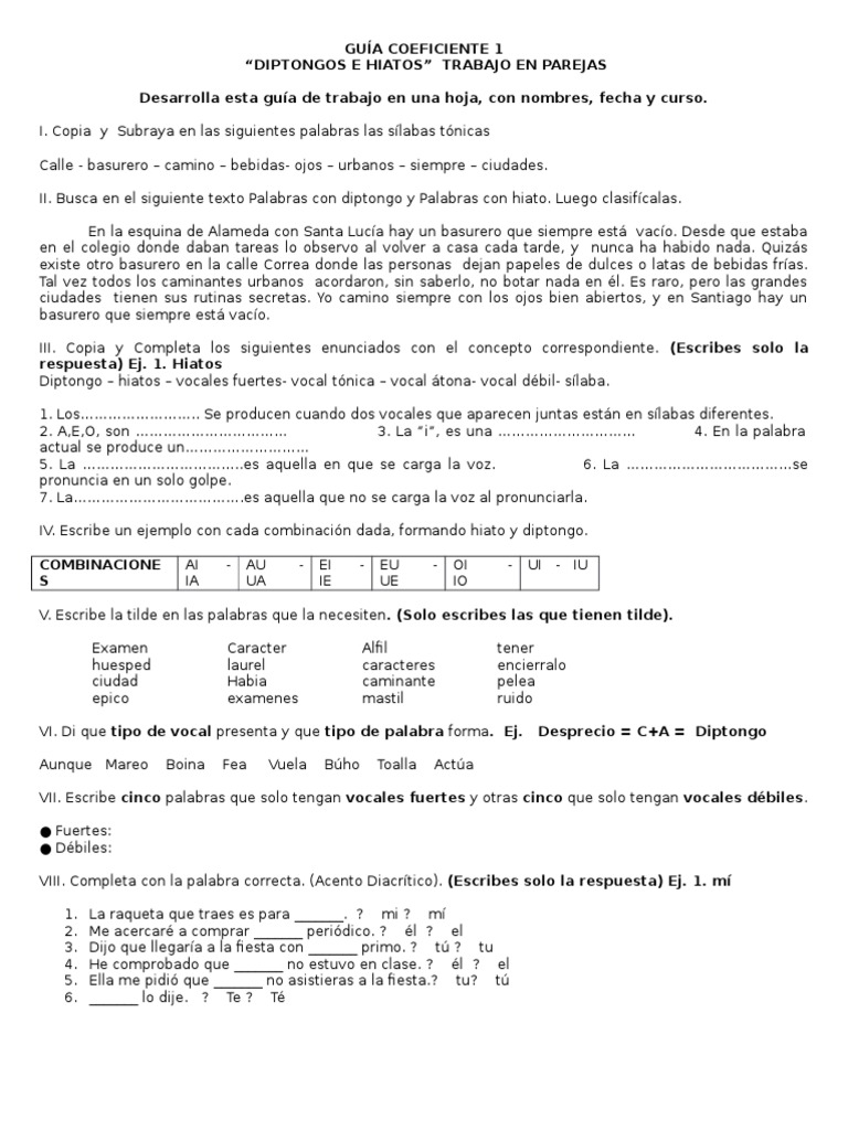 Diptongos e Hiatos: Guía Práctica | PDF