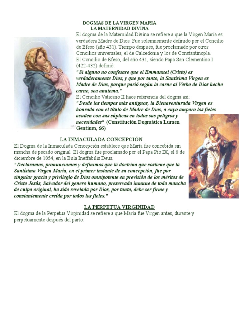 Dogmas de La Virgen Maria | PDF | María, madre de Jesús | Dogma