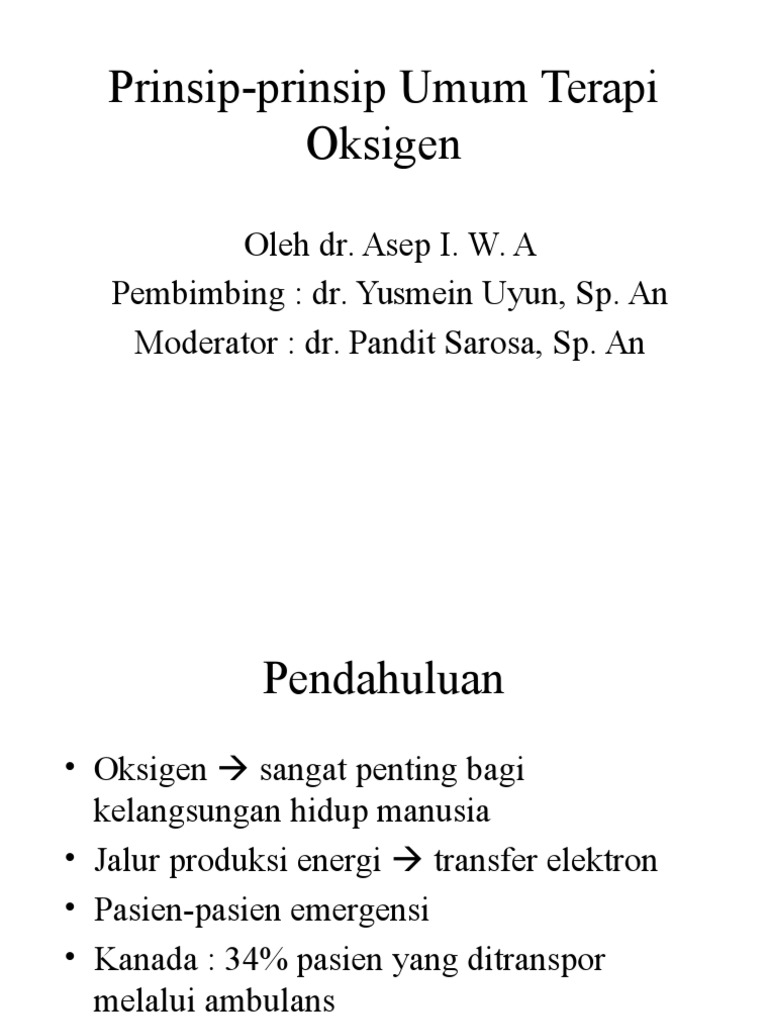 Prinsip-Prinsip Umum Terapi Oksigen | PDF