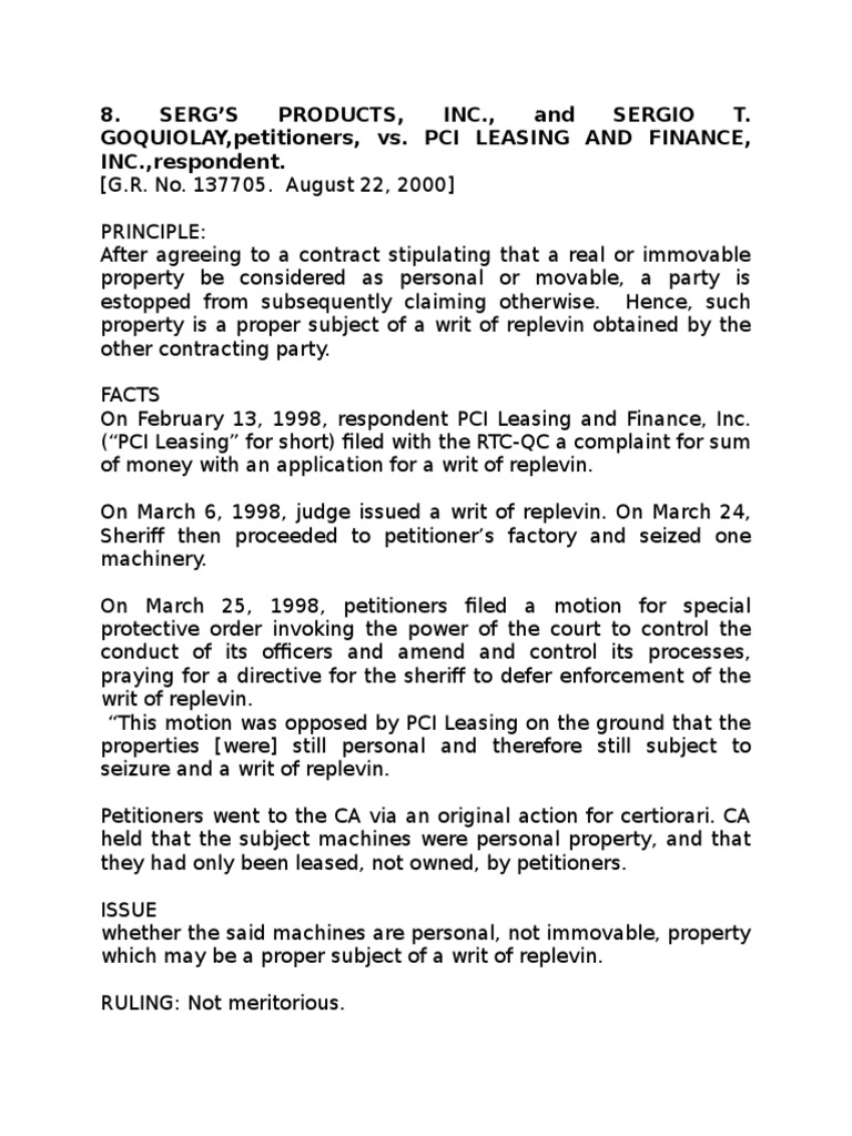 2.provrem Digest Replevin | PDF | Surety Bond | Writ