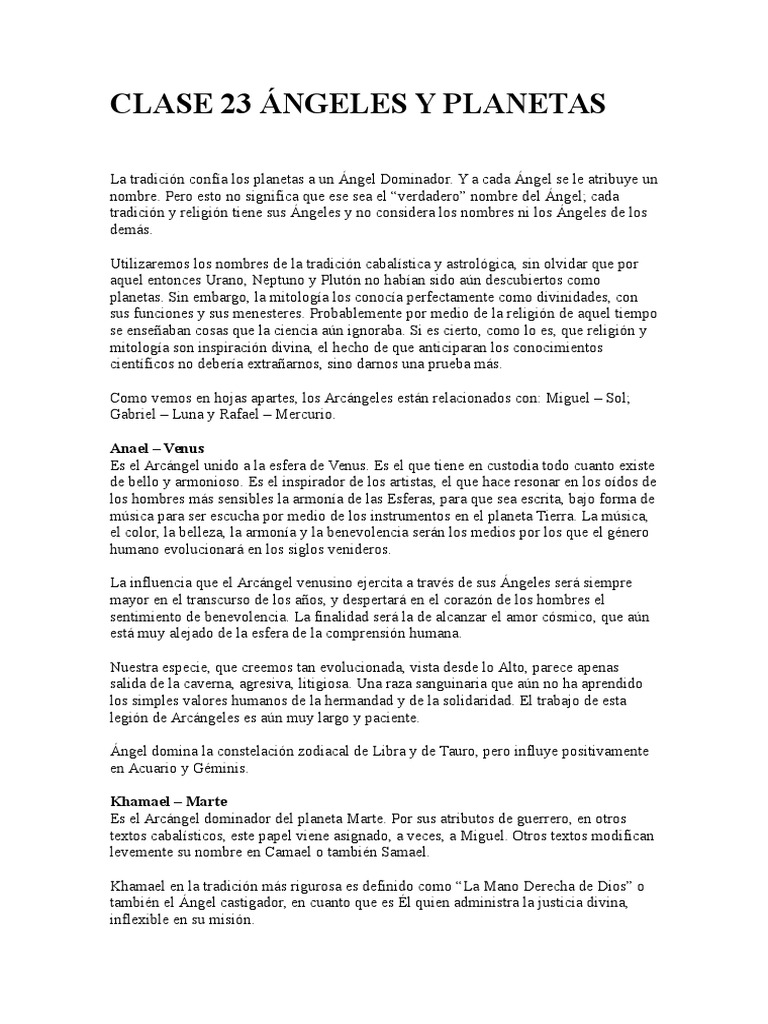 Clase 23 Ángeles y Planetas | PDF | Lucifer | Satán