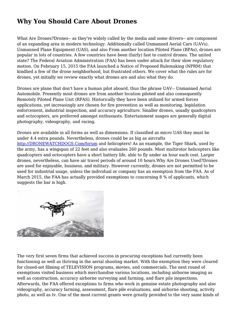 Why You Should Care About Drones | PDF | Unmanned Aerial Vehicle | Aviation