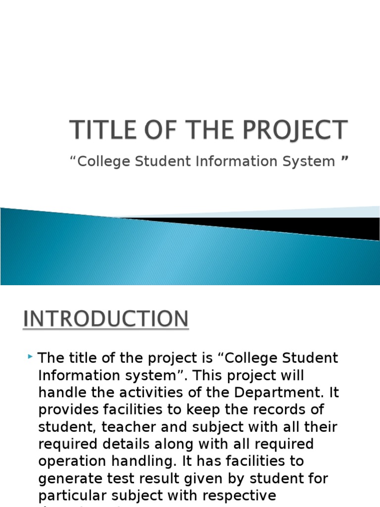 College Student Information System Overview | PDF | Computers