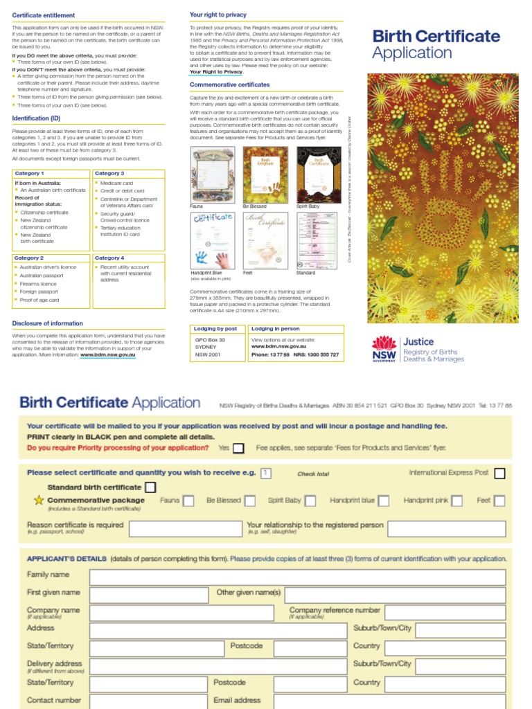 Apply For Birth Certificate (Australia) | PDF | Birth Certificate | Identity Document