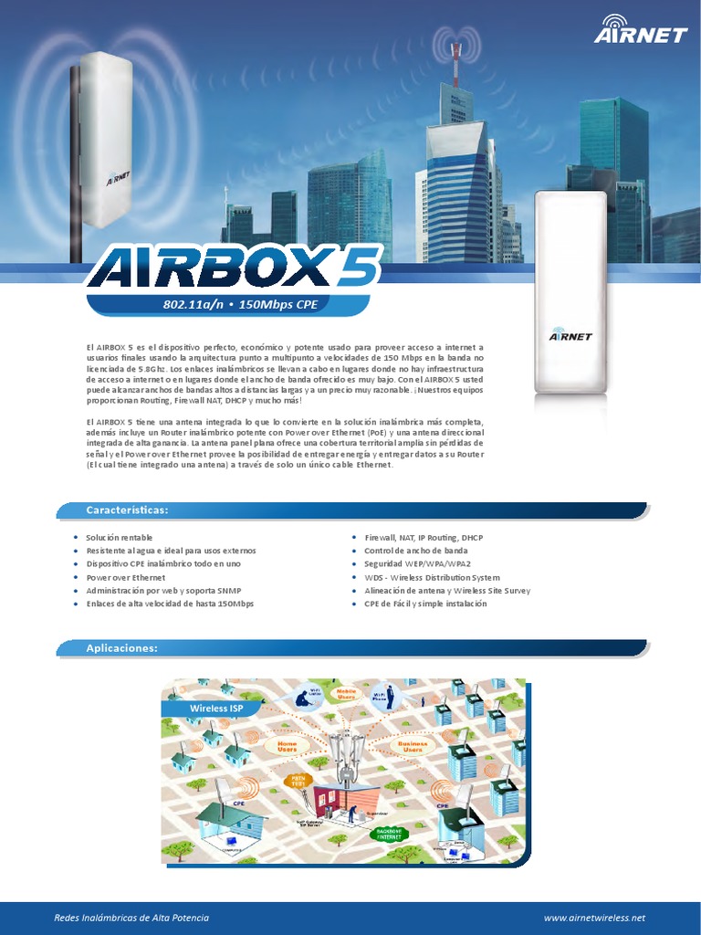 AIRBOX 5: CPE Inalámbrico 150Mbps 5GHz | PDF | Inalámbrico | Ieee 802.11