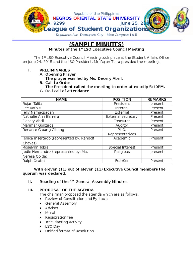 Sample Format of Minutes | PDF | Government