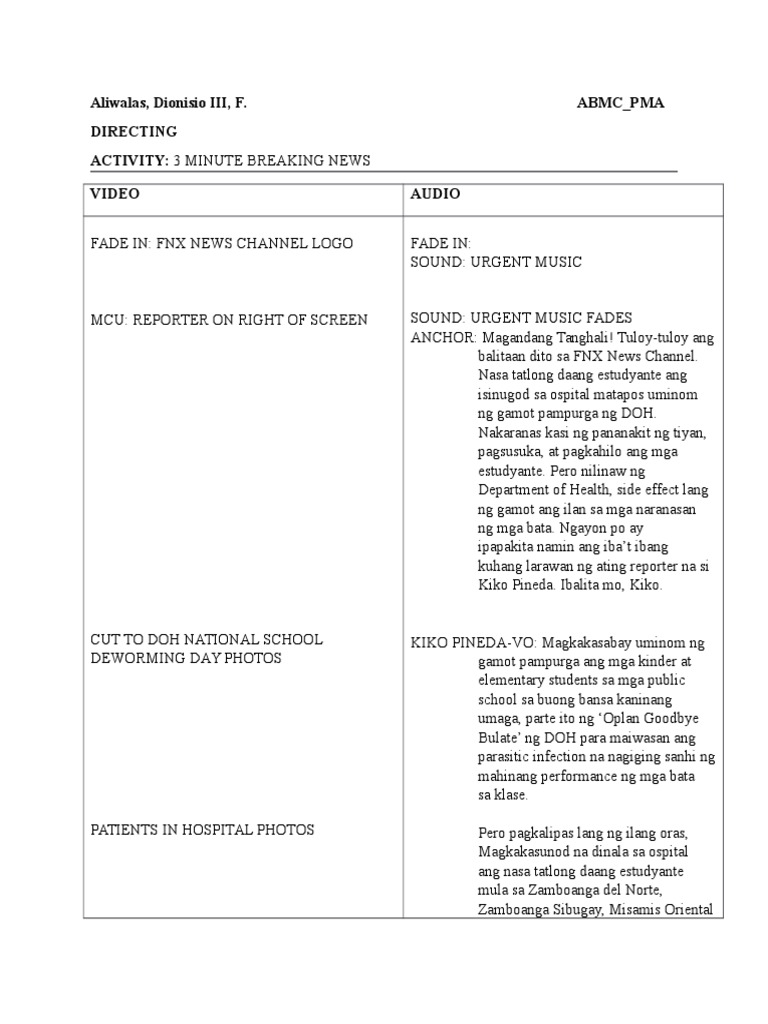 Breaking News Script (Filipino) | PDF