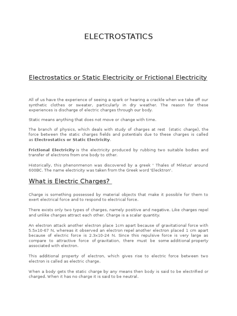 Electrostatics | PDF | Electrostatics | Electric Field
