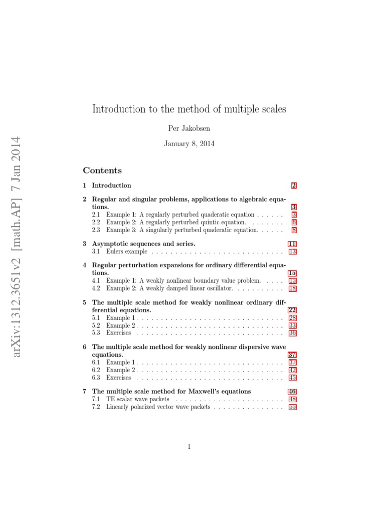Method of Multiple Scales Explained | PDF | Perturbation Theory ...