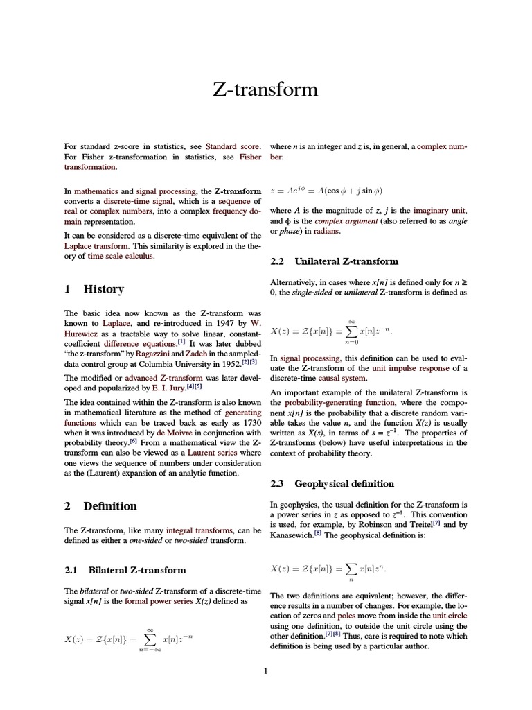 Z Transform PDF | PDF | Mathematical Analysis | Harmonic Analysis