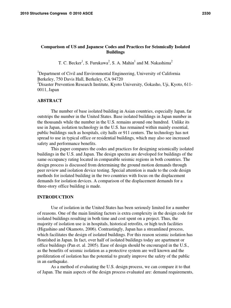 Comparison of US and Japanese Codes and Practices For Seismically ...