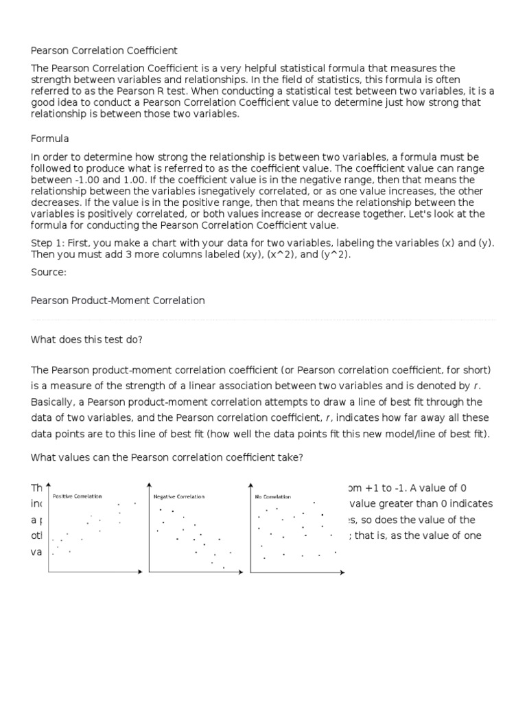 Pearson Correlation Coefficient | PDF | Correlation And Dependence | Statistical Analysis