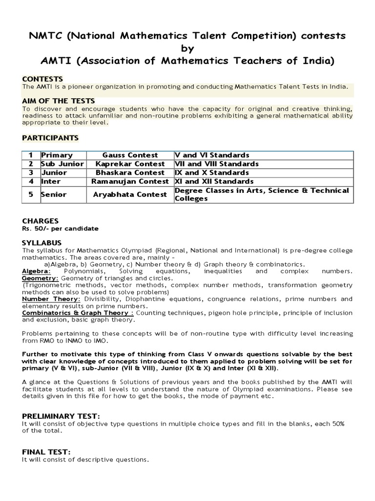National Mathematics Talent Competition | PDF | Number Theory | Geometry