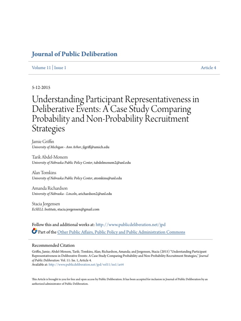 Understanding Participant Representativeness in Deliberative Events ...