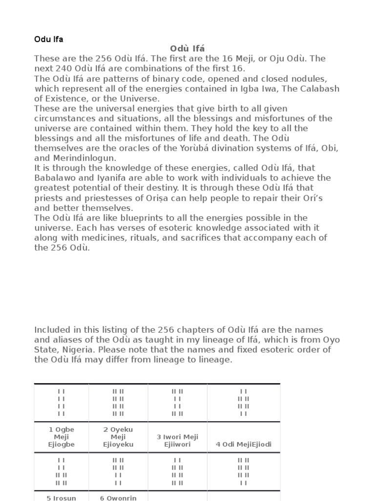 Odu Ifa | PDF | Divination | Ethnic Religion