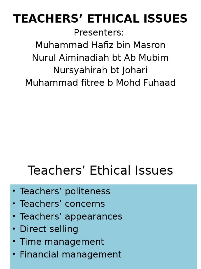 teachers_ ethical issues.pptx | Etiquette | Communication