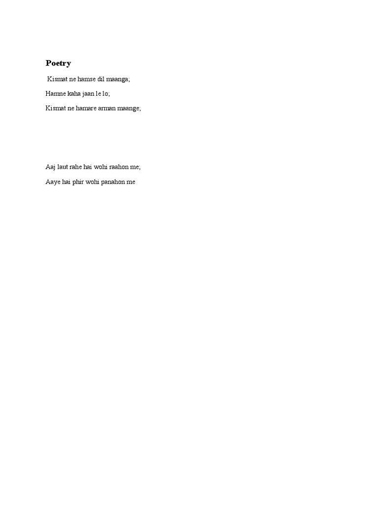 Heartfelt Poetry on Fate and Longing | PDF