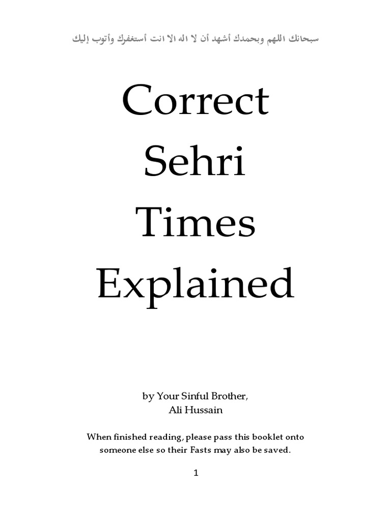 Sehri Timing Guidelines Explained | PDF | Twilight | Sunset