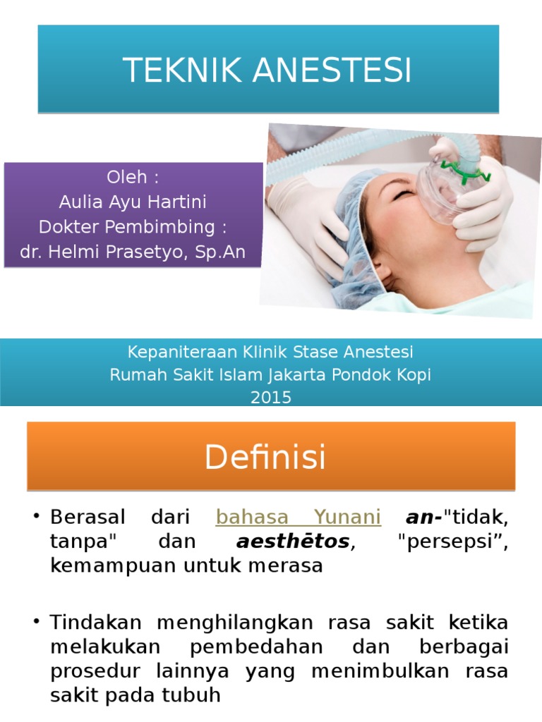 Teknik Anestesi: Panduan Lengkap | PDF