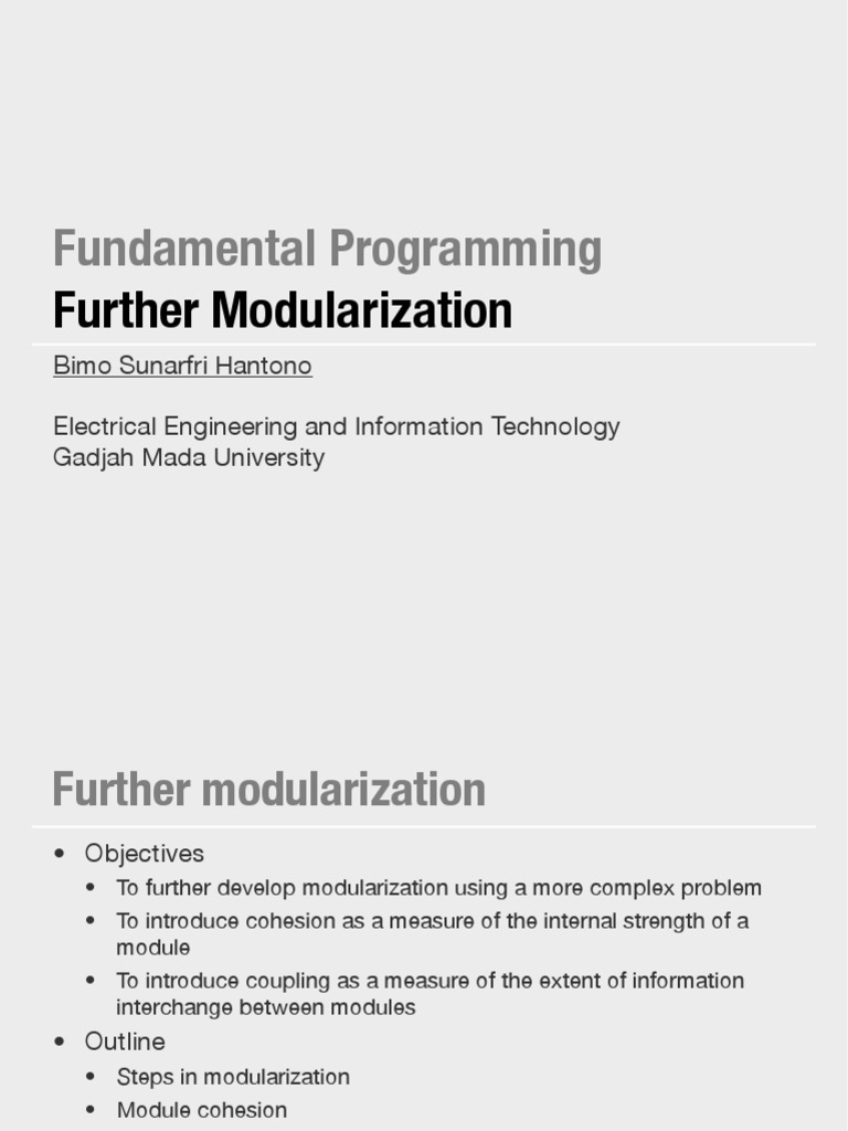 Modularization, Cohesion and Coupling | PDF | Modularity | Modular ...
