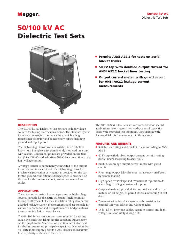 50/100 kV AC Dielectric Test Sets | PDF | High Voltage | Capacitor