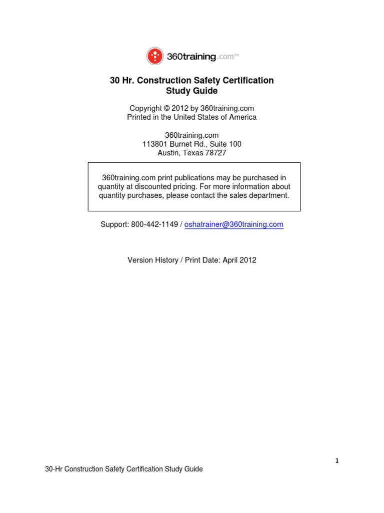 30-Hr Construction Safety Certification Study Guide | PDF ...