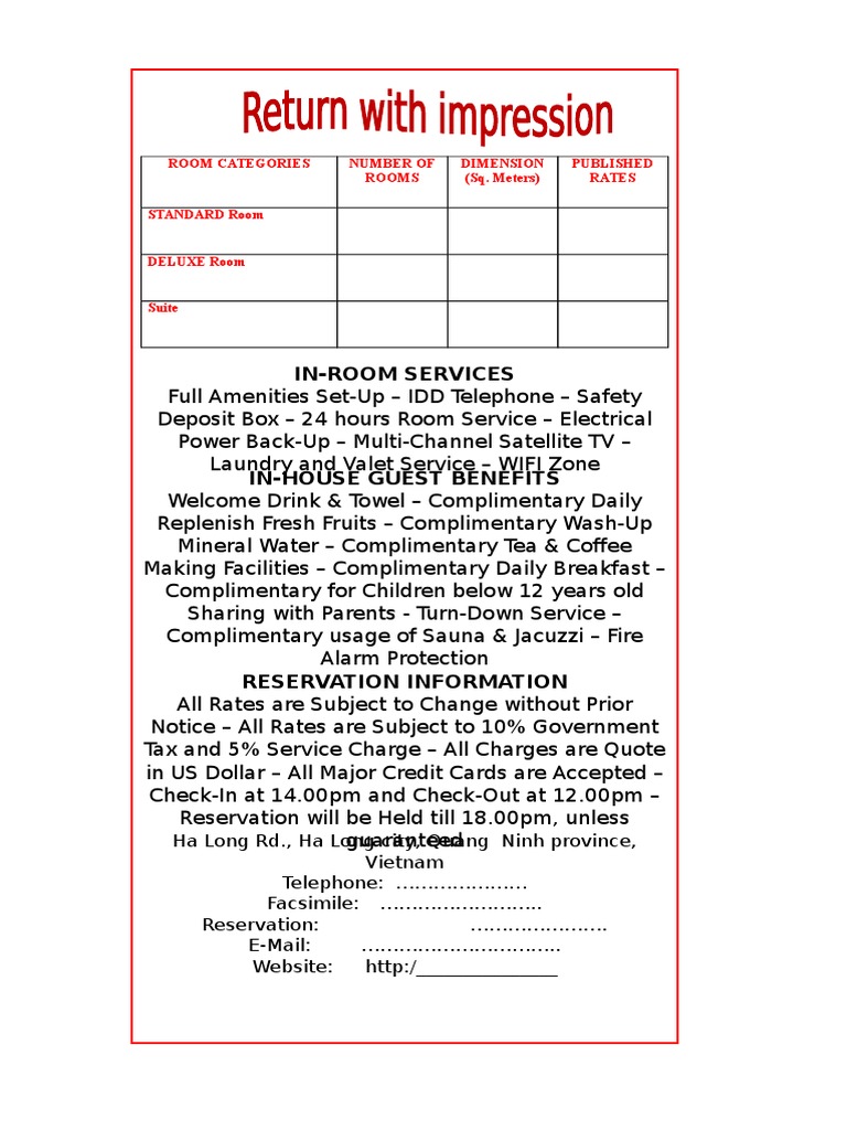 Design Room Tariff | PDF