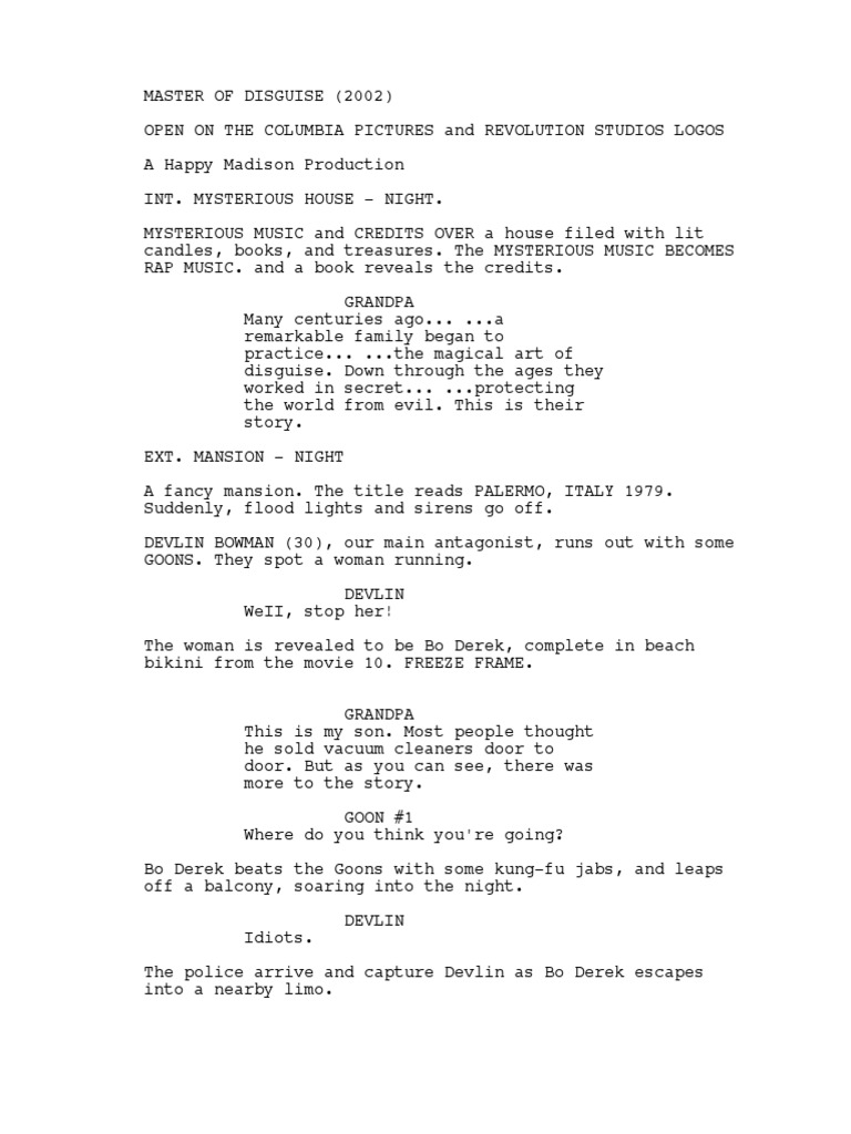 Master of Disguise Final Draft | PDF | Leisure