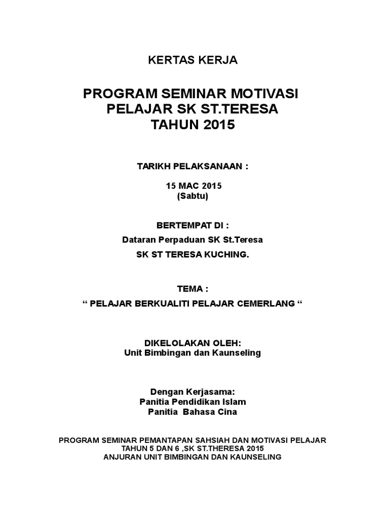 Contoh Kertas Kerja Program Motivasi - dallaseasysite