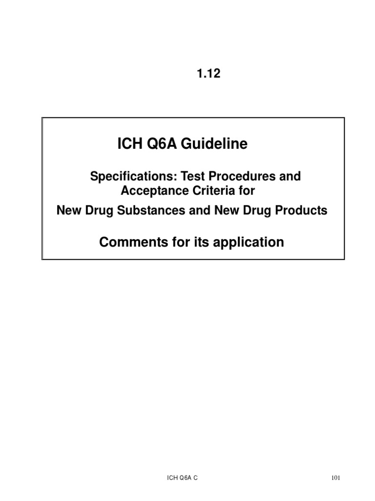 ICH Q6A Guideline | PDF | Solubility | Bioavailability