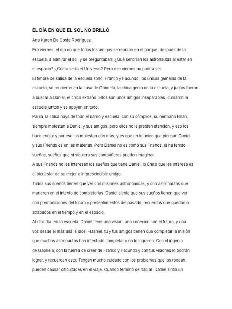 El Día en Que El Sol No Brilló | PDF | Amigos | Dom