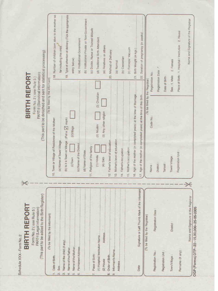 Birth Report Form | PDF