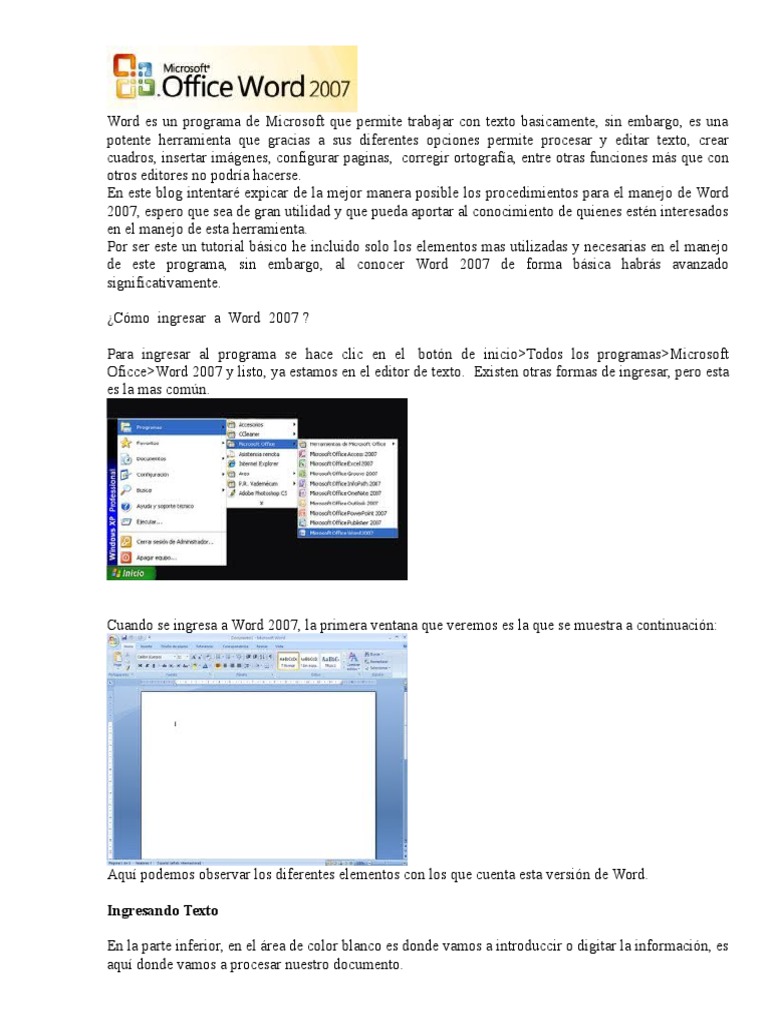 Word es un programa de Microsoft que permite trabajar con texto ...