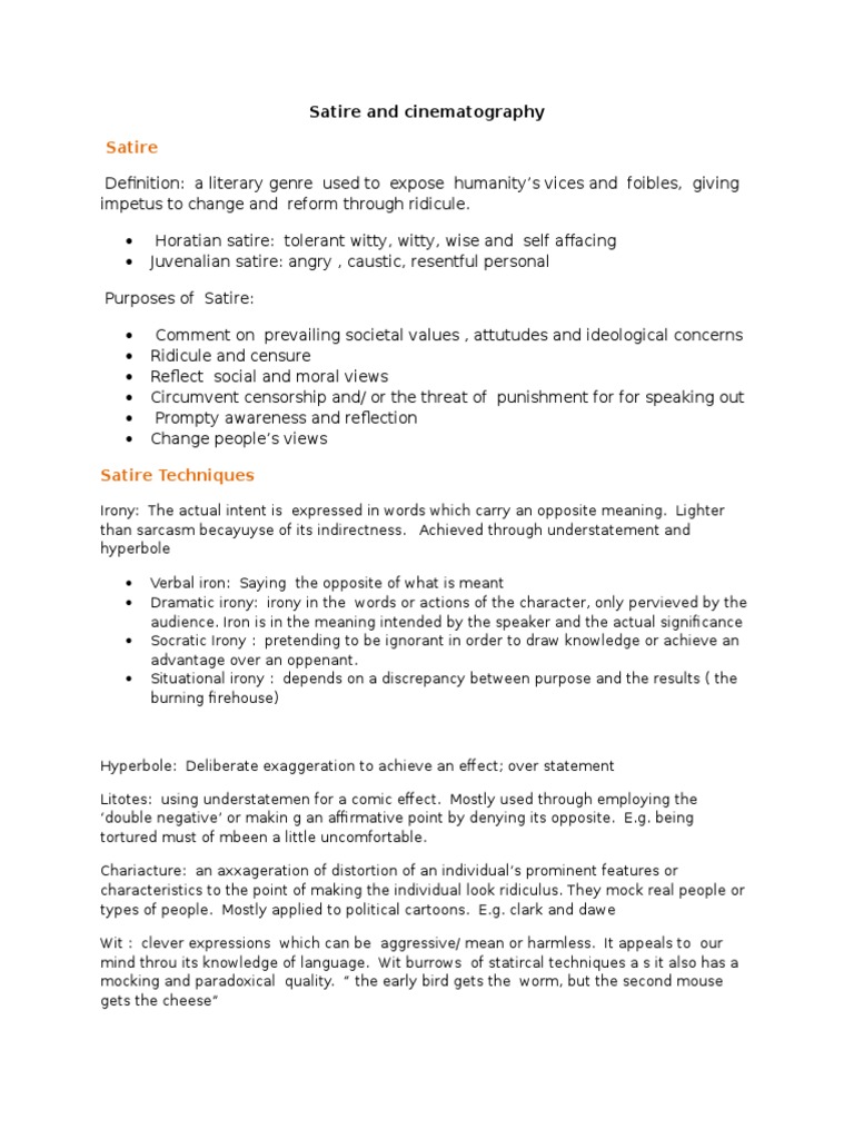 Satire Techniques | PDF | Irony | Satire