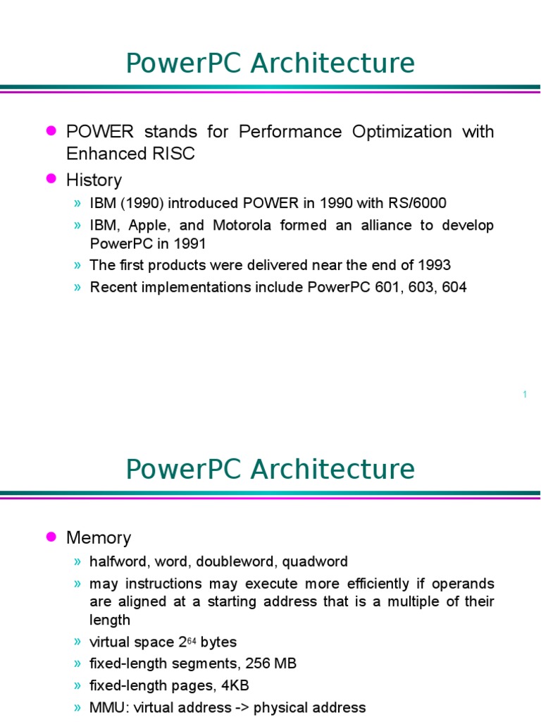Powerpc Architecture: Power Stands For Performance Optimization With Enhanced Risc History | PDF ...