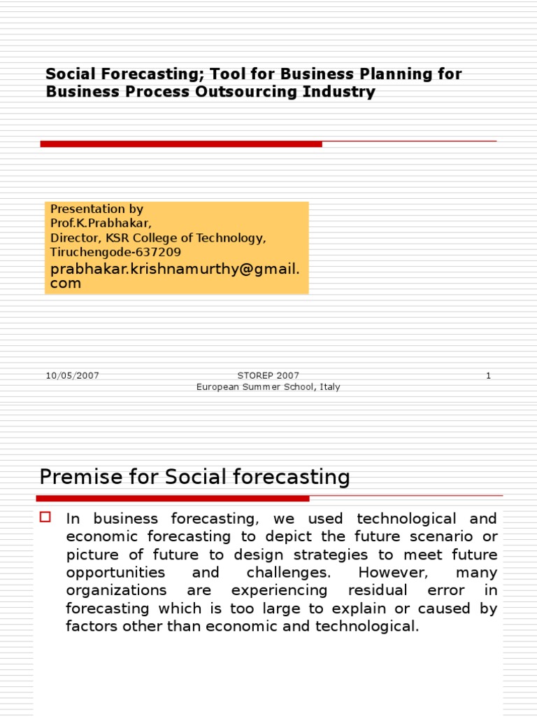 Social Forecasting - Relevance in | PDF | Forecasting | Prediction