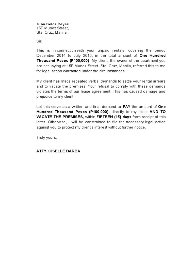 Sample Notice To Vacate | PDF