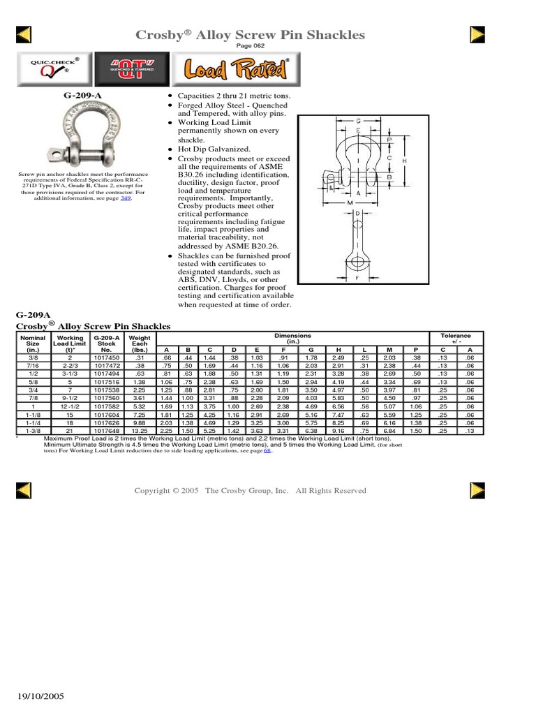 Crosby 1018160 Carbon Steel S-213 Round Pin Anchor Shackle 6-1/2 Ton ...