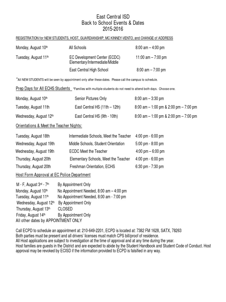 East Central ISD Back to School 2015-16 | PDF | Middle Schools | Schools