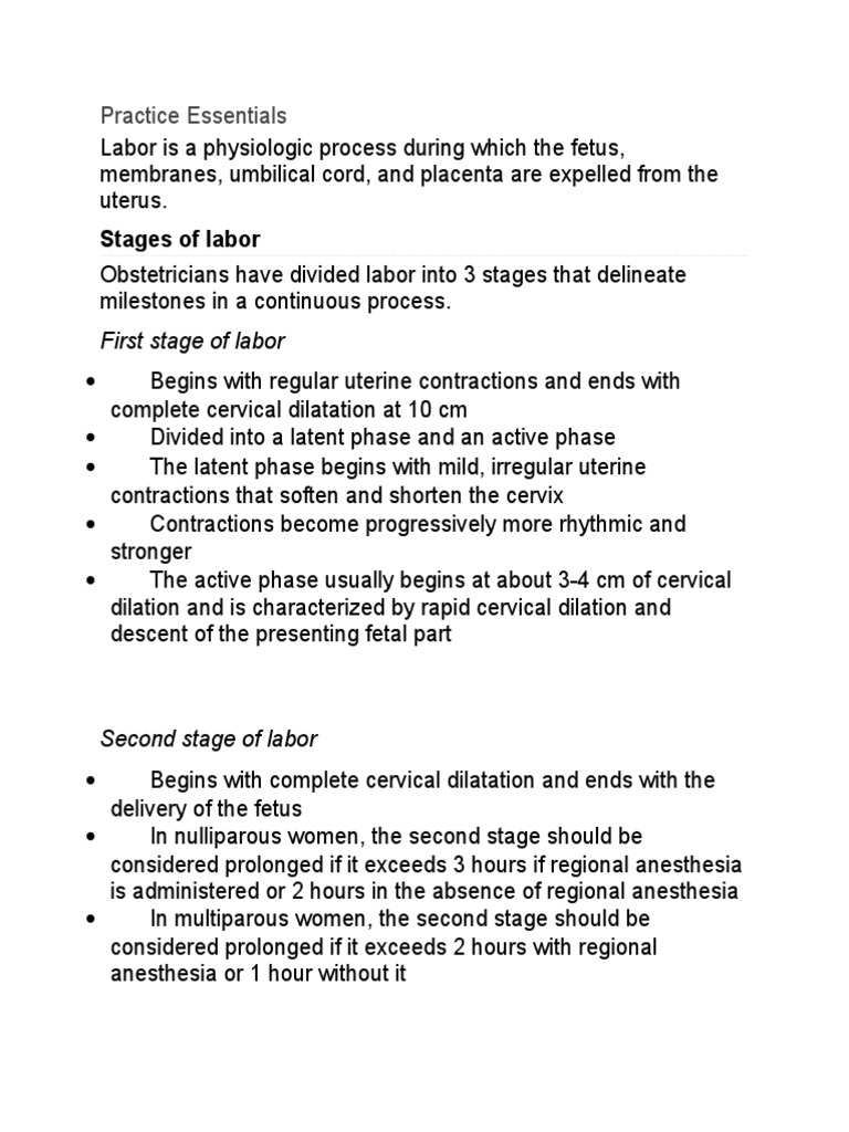 A Comprehensive Review of Labor: Stages, Management, Mechanisms and ...