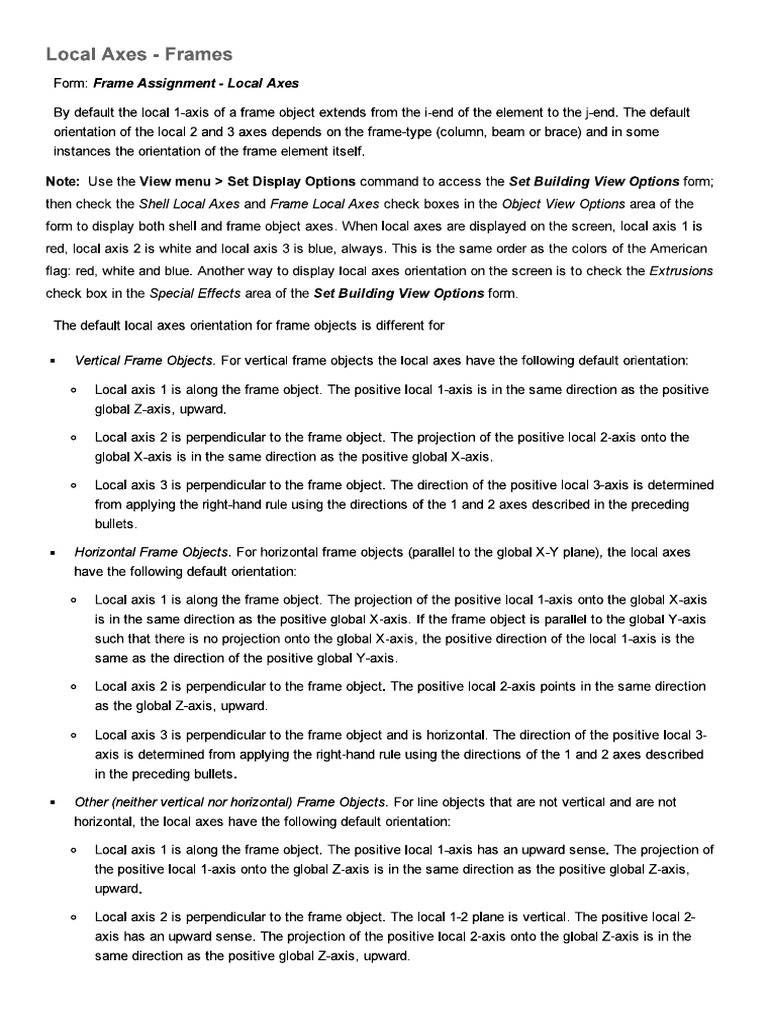 Local Axes Frames - Etabs | PDF