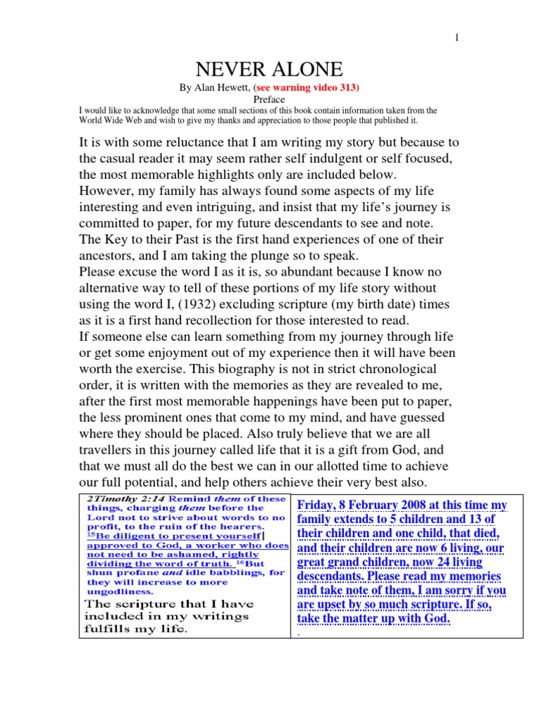 Never Alone | PDF | Armor Of God | Livestock Farming
