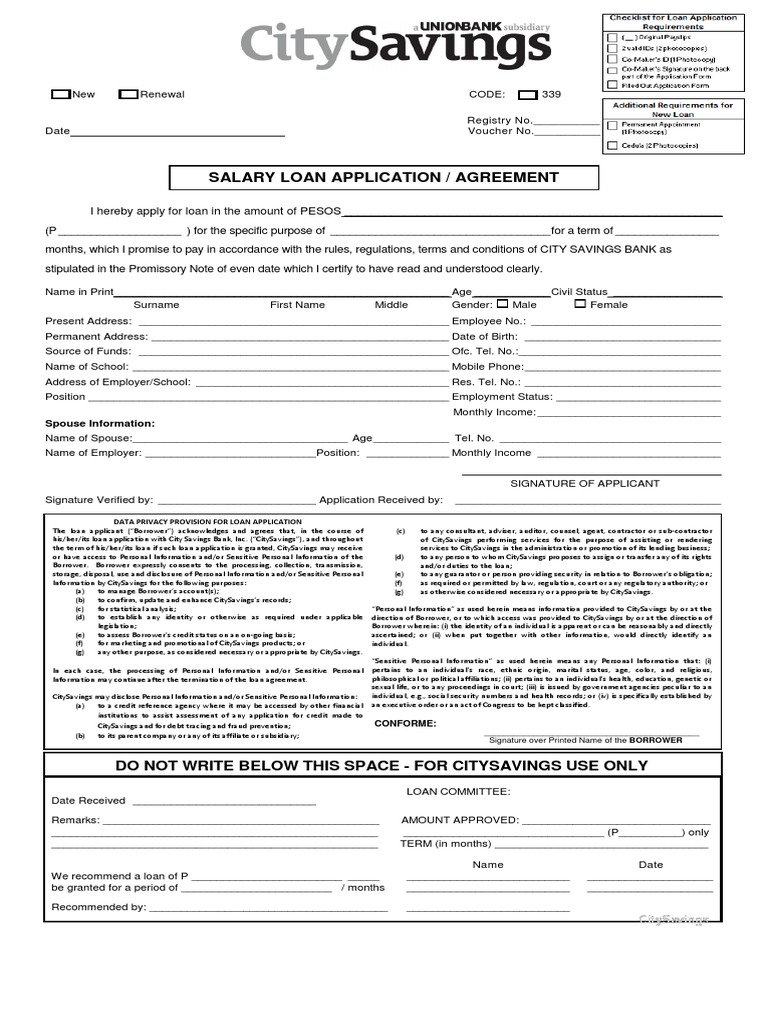 CitySavings Loan Application Form - r20140807 | PDF