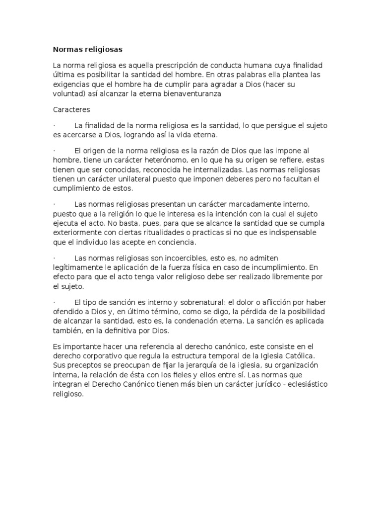 Características de las Normas Religiosas | PDF | Relaciones personales ...
